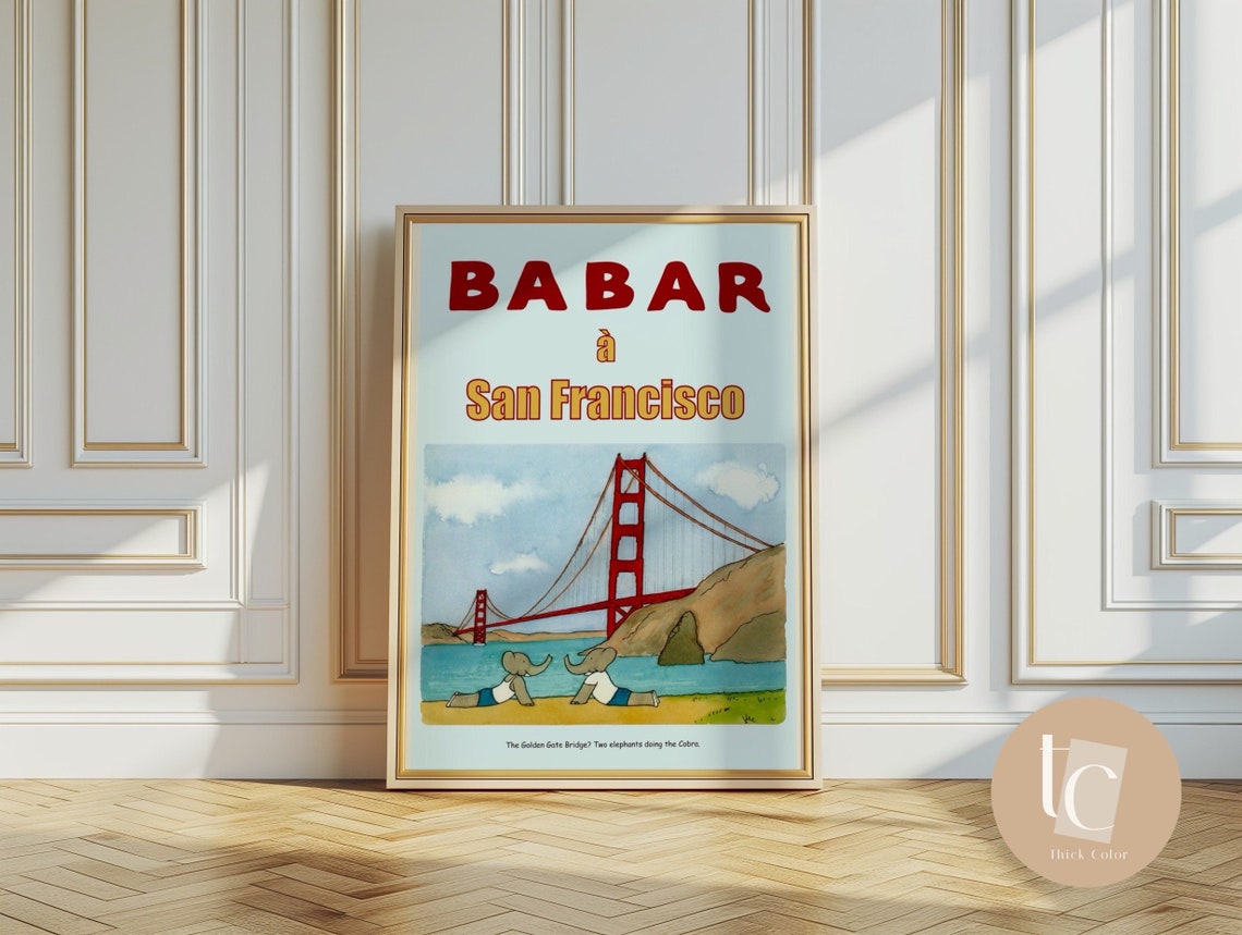 Modroom Babar The Elephant Nursery Wall Art Retro Kids Decor Quote Wall ...