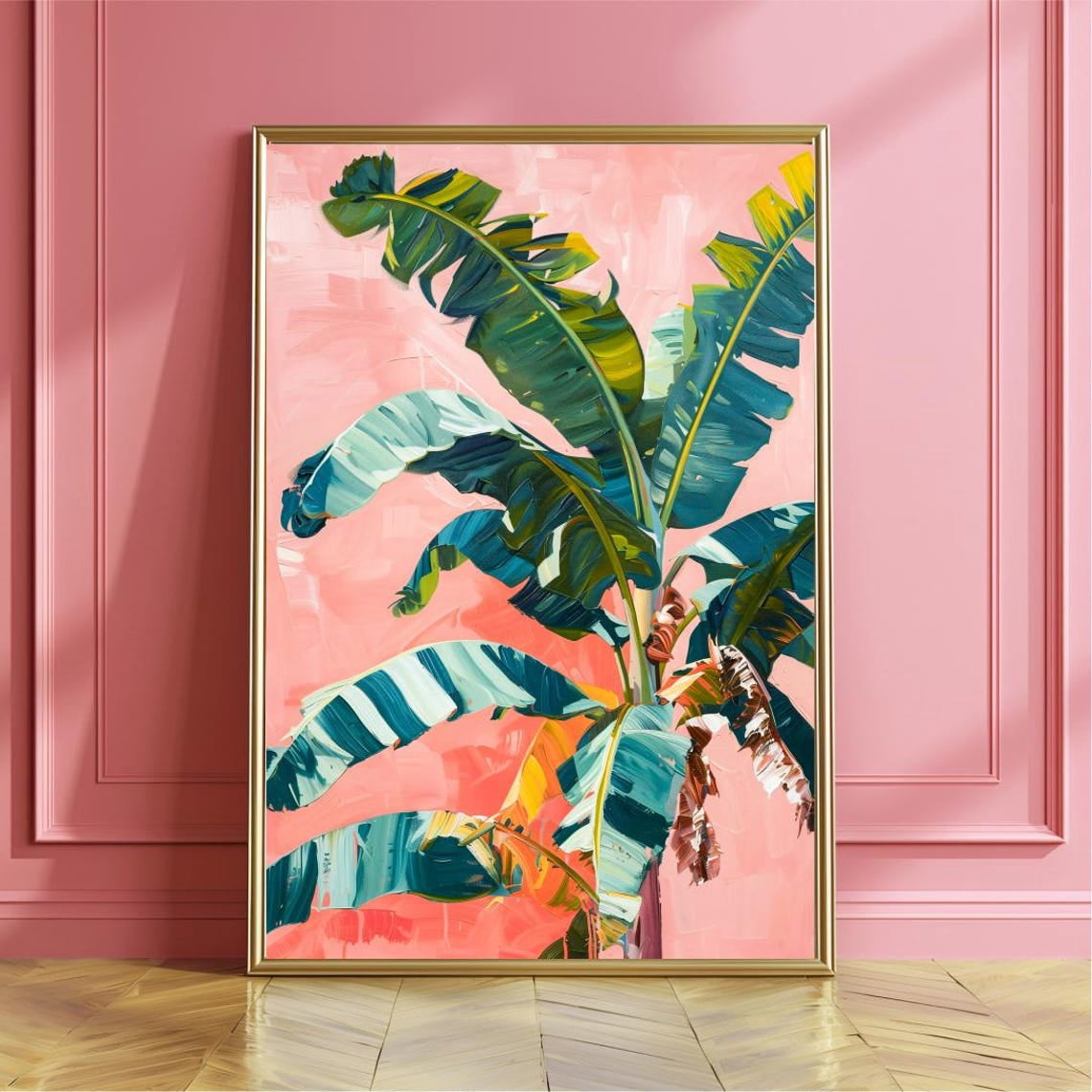 Modroom Banana Leaves Tree Wall Art Print Poster, Trendy Botanical Leaf ...