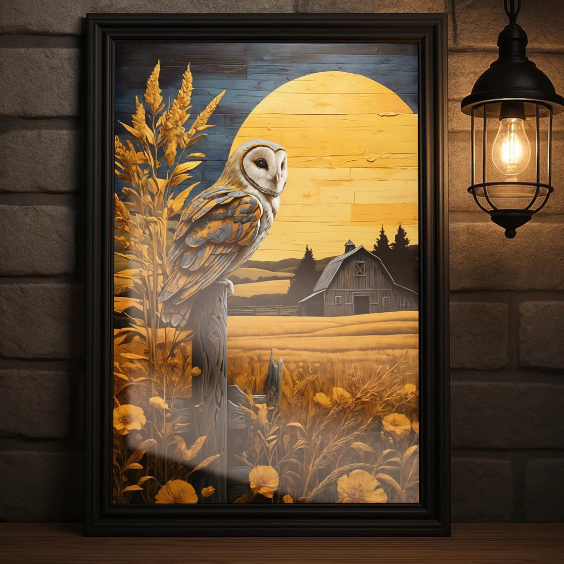 Modroom Barn Owl Summer Folk Art Print, Rustic Wildlife Poster For ...