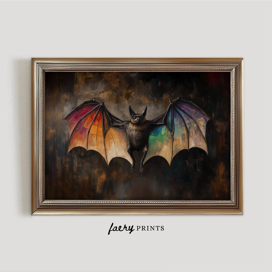 Modroom Bat Decor | Wall Art | Rainbow Wings Bat Print | Spooky Bat ...