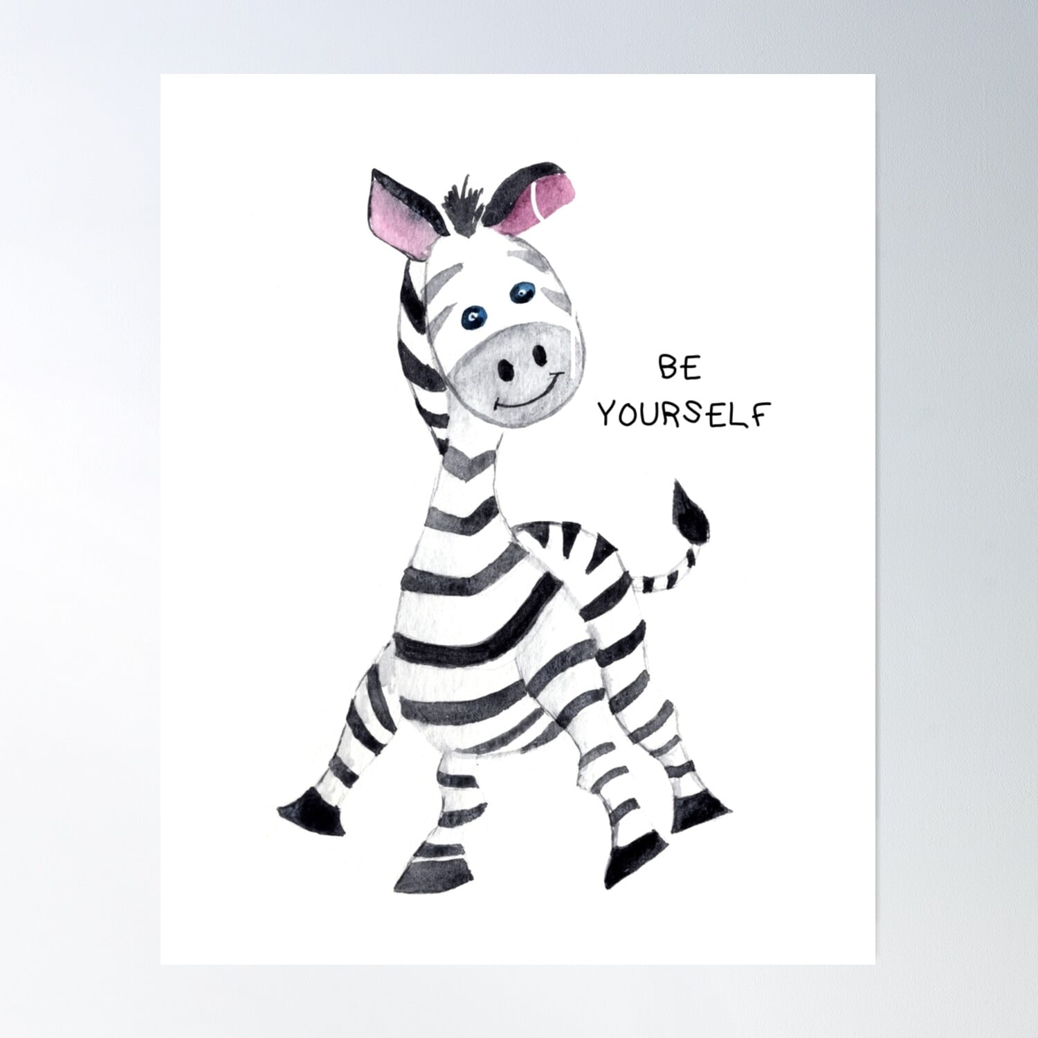 Modroom Be Yourself' Zebra Print, Nursery Kids Room, Watercolor ...