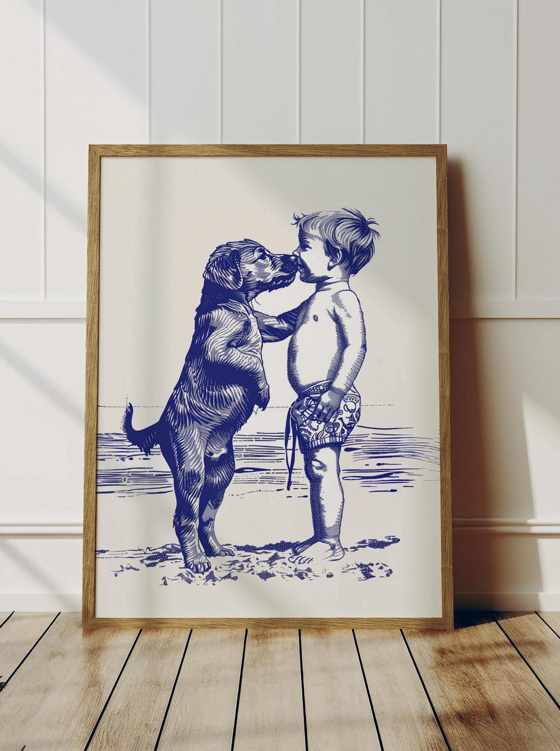 Modroom Beach Day Puppy Wet Noses, Cute Children Vintage Coastal Poster ...