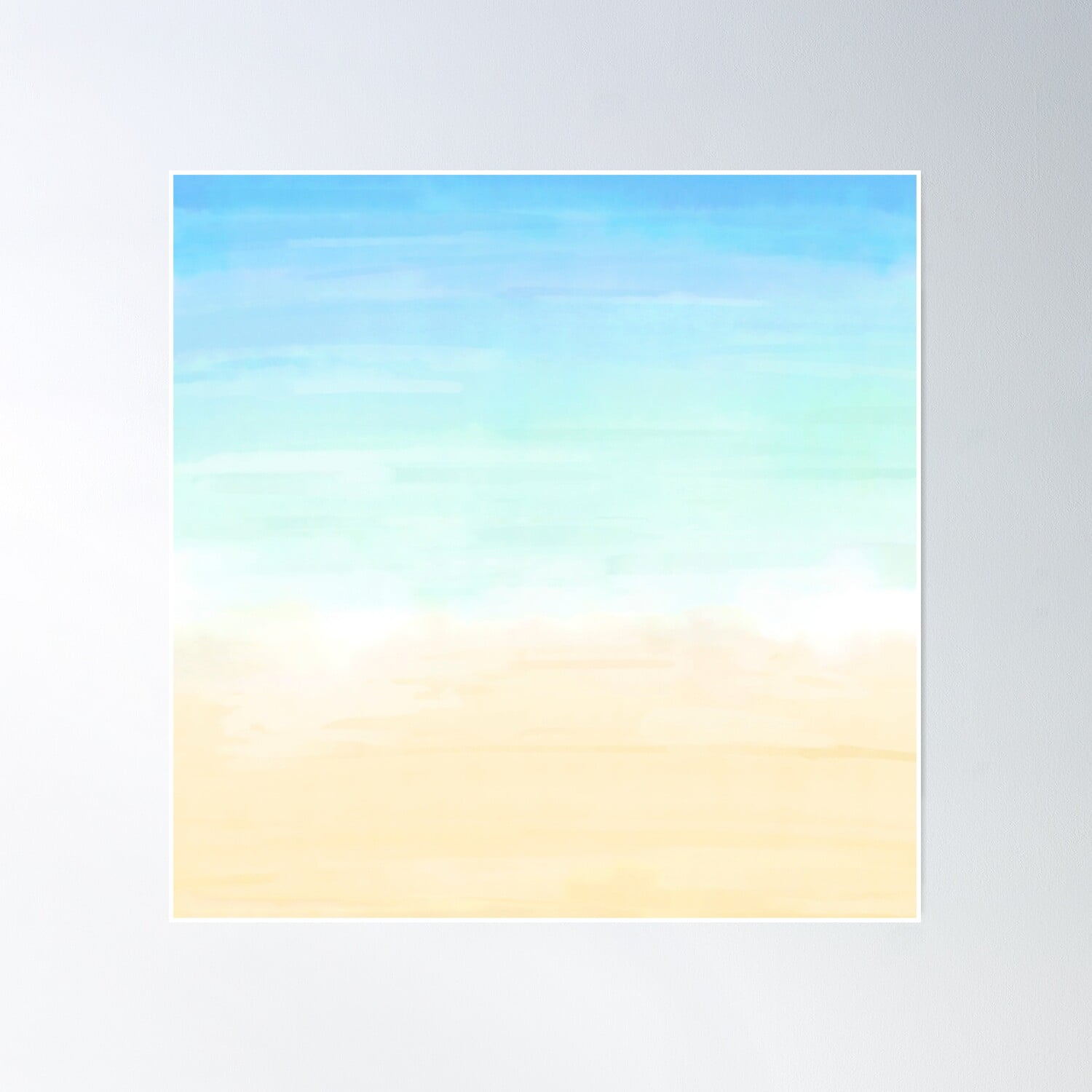 Modroom Beach Pastel Watercolor Poster Wall Art, Modern Wall Decor ...
