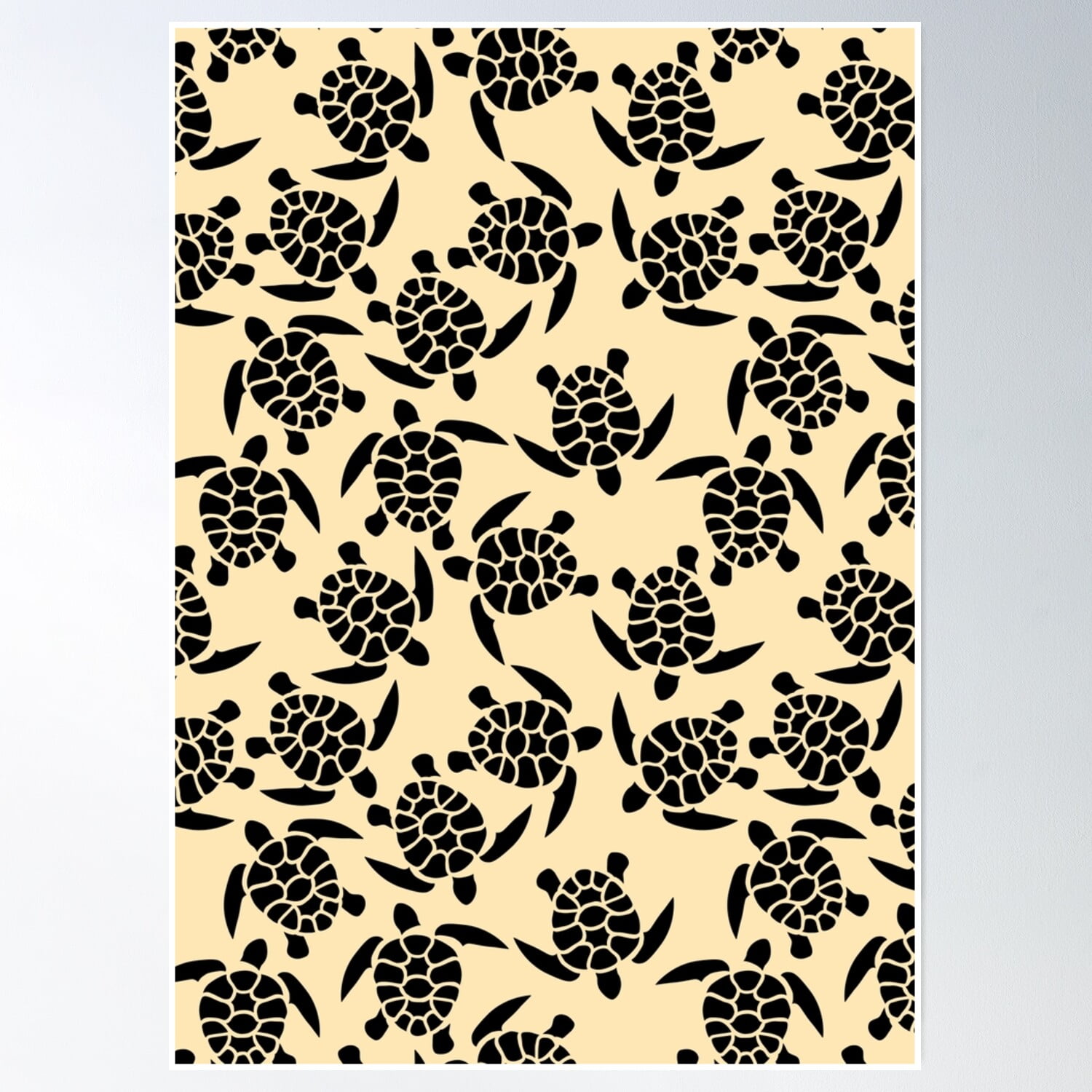 Modroom Beach Sand Color And Sea Turtle Repeating Pattern Poster Wall ...