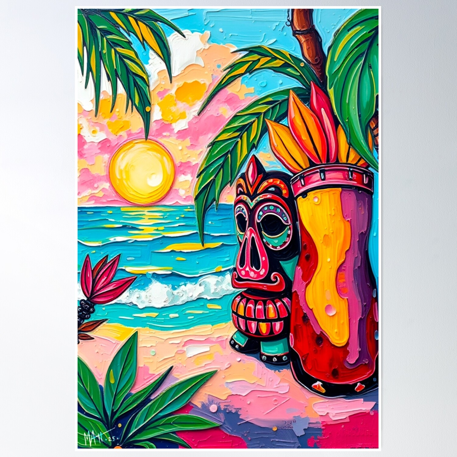 Modroom Beach Tiki Totem Poster Wall Art, Modern Wall Decor, 24x36 ...