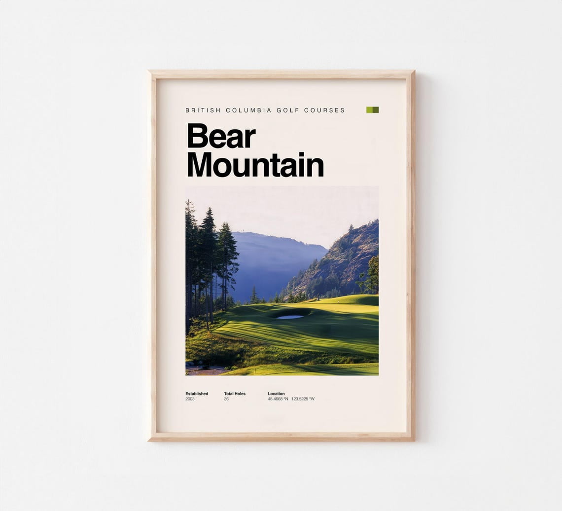 Modroom Bear Mountain Golf Poster Scenic Canada Golf Course Wall Art ...