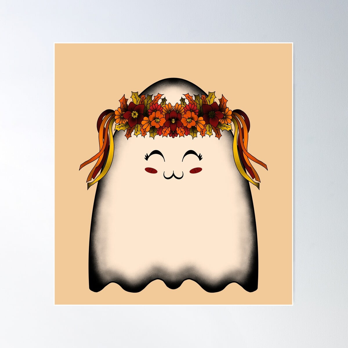 Modroom Beautiful Fall Floral Crown Ghost Poster, Modern Decor, 16x16 ...