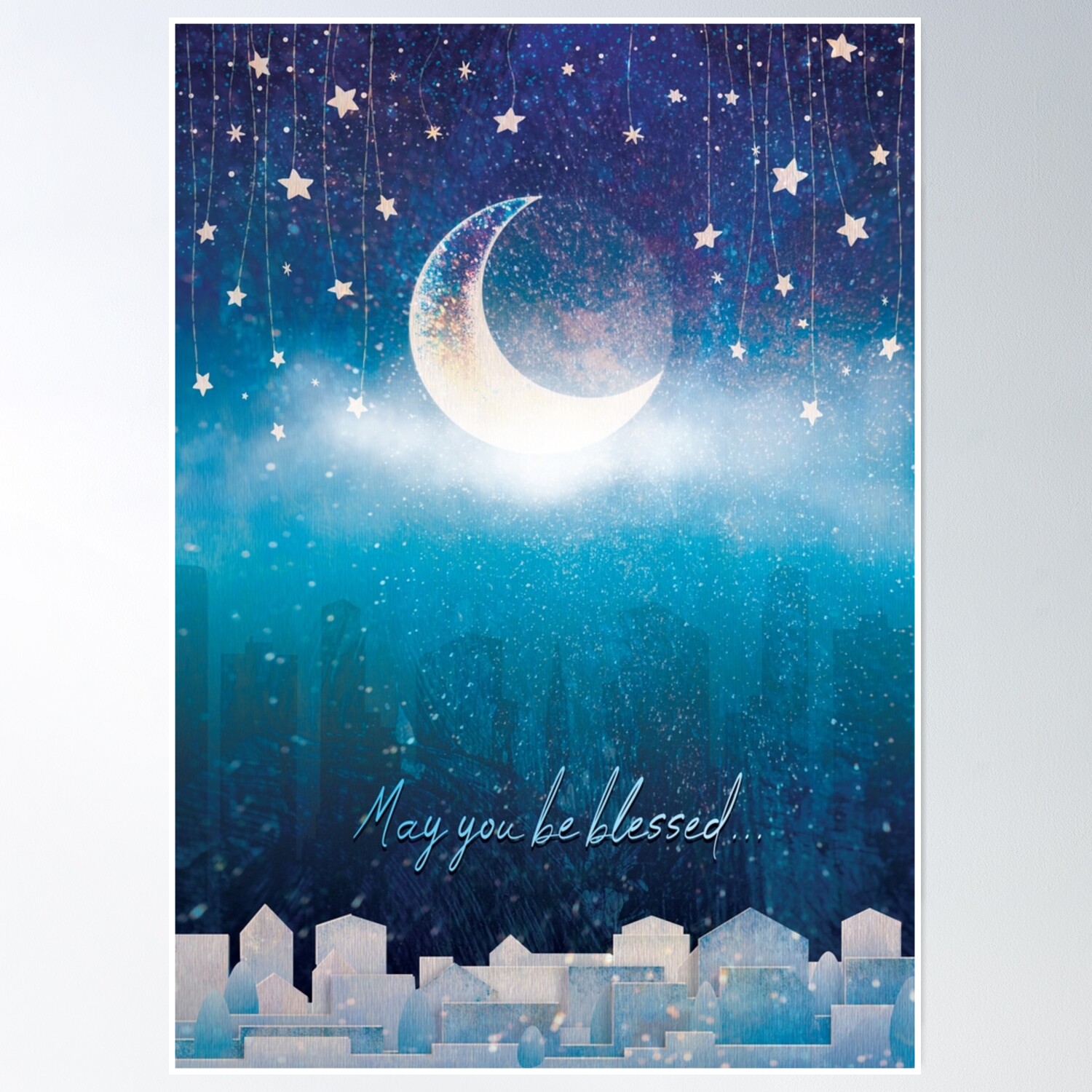 Modroom Beautiful Shining Stars And Moon In The City Night Where ...