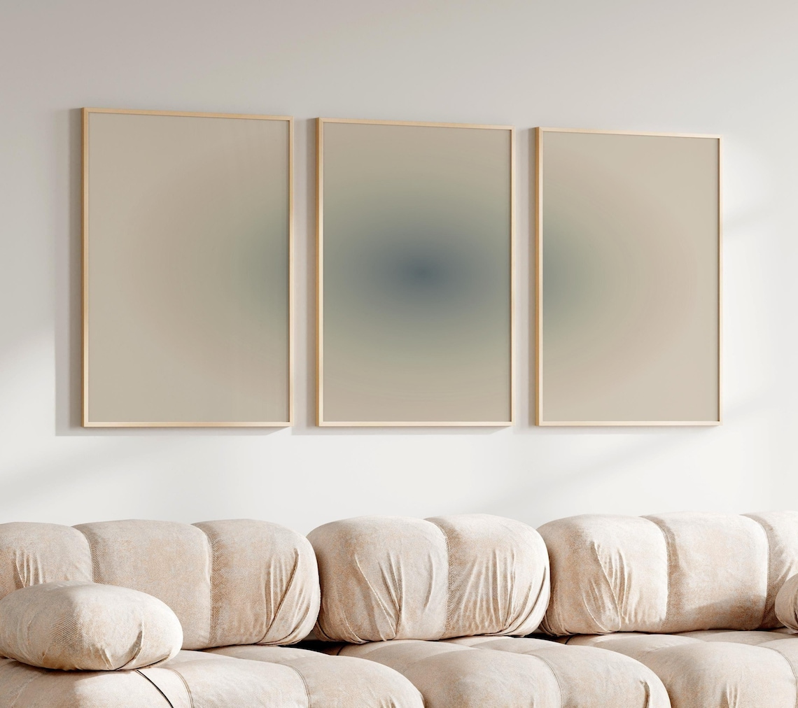 Modroom Beige Prints, 3 Piece Wall Art, Aura Energy Spiritual Gradient ...