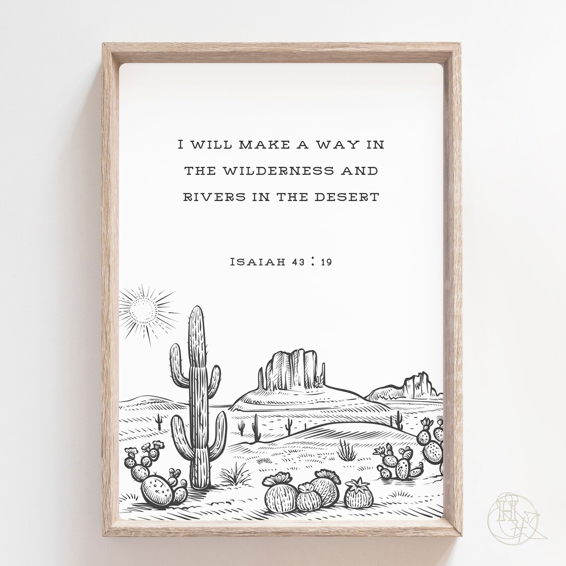 Modroom Bible Verse Wall Art Desert Landscape, Modern Western Line Art ...