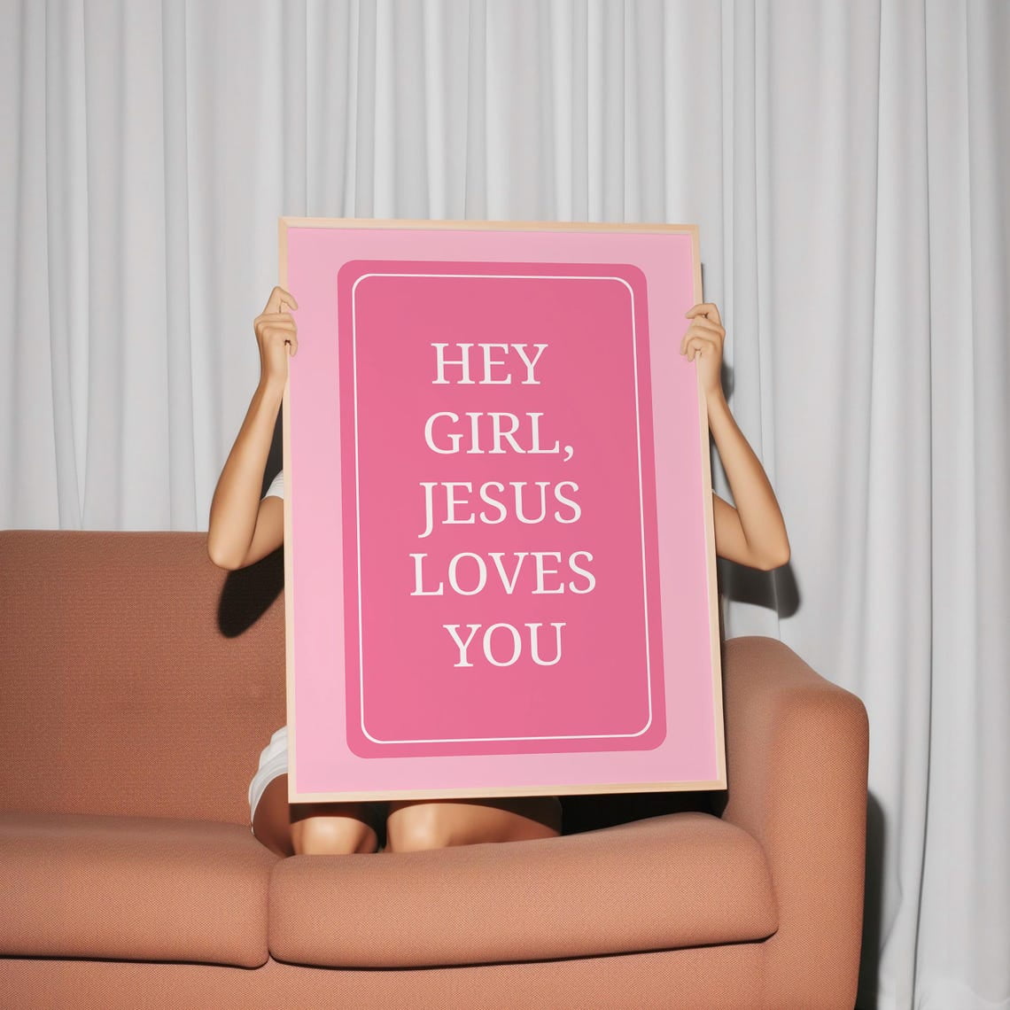Modroom Biblical Affirmation Poster Pink Christian Wall Art Girly Faith ...