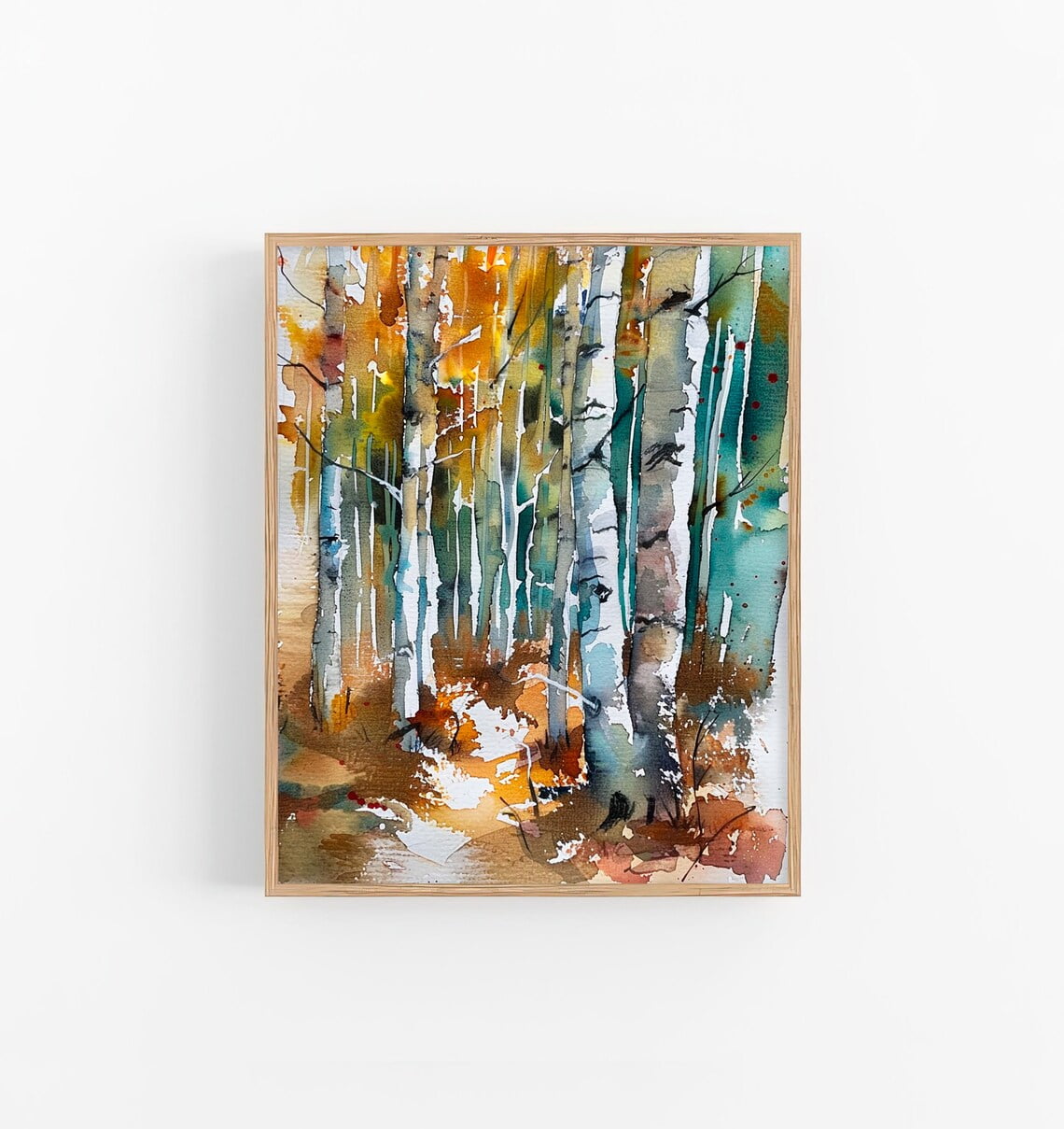 Modroom Birch Trees Watercolor Painting White Mountains National Forest ...