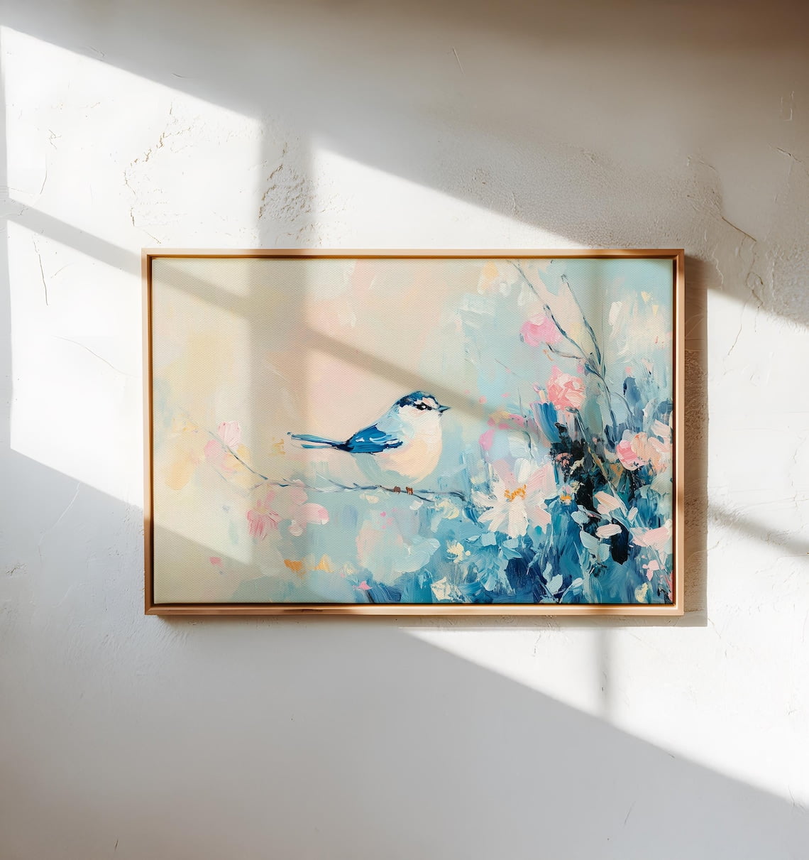 Modroom Bird and Flower Poster Colorful Garden Scene Romantic Floral ...