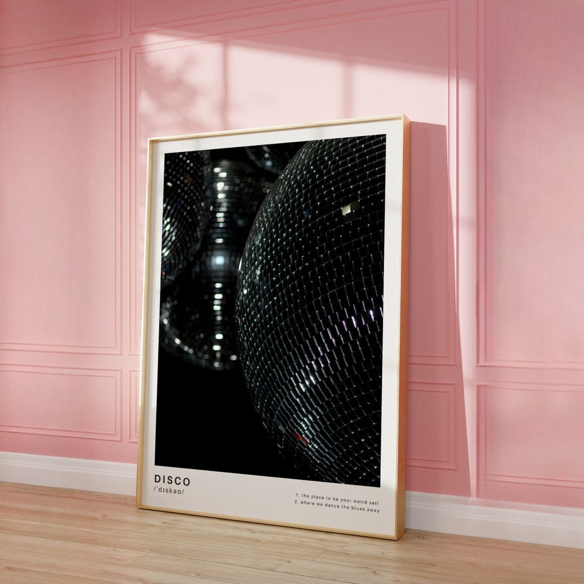 Modroom Black Disco Ball Print Shiny Disco Poster 70S Disco Aesthetic ...