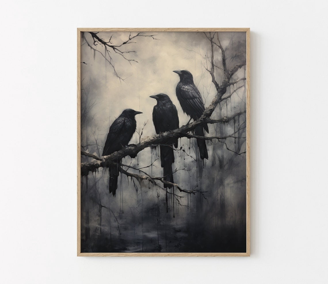 Modroom Blackbirds Print Fall Fest Raven Art Corvidcore Dark Aesthetic ...