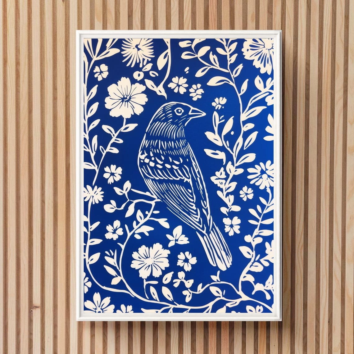 Modroom Block Art Bird, Vintage Folk Art Poster, Scandinavian Bedroom ...