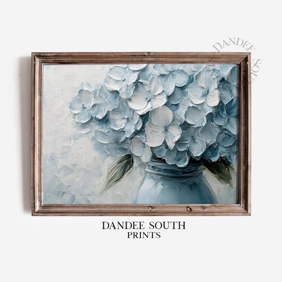 Modroom Blue Hydrangea Poster, Rustic Floral Wall Art, Chateaucore ...