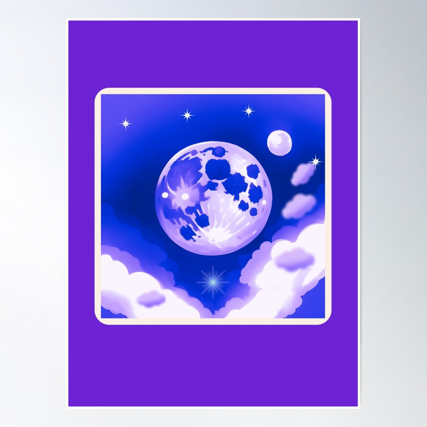 Modroom Blue Moon. Poster Wall Art, Modern Wall Decor, 12x18 UNFRAMED ...