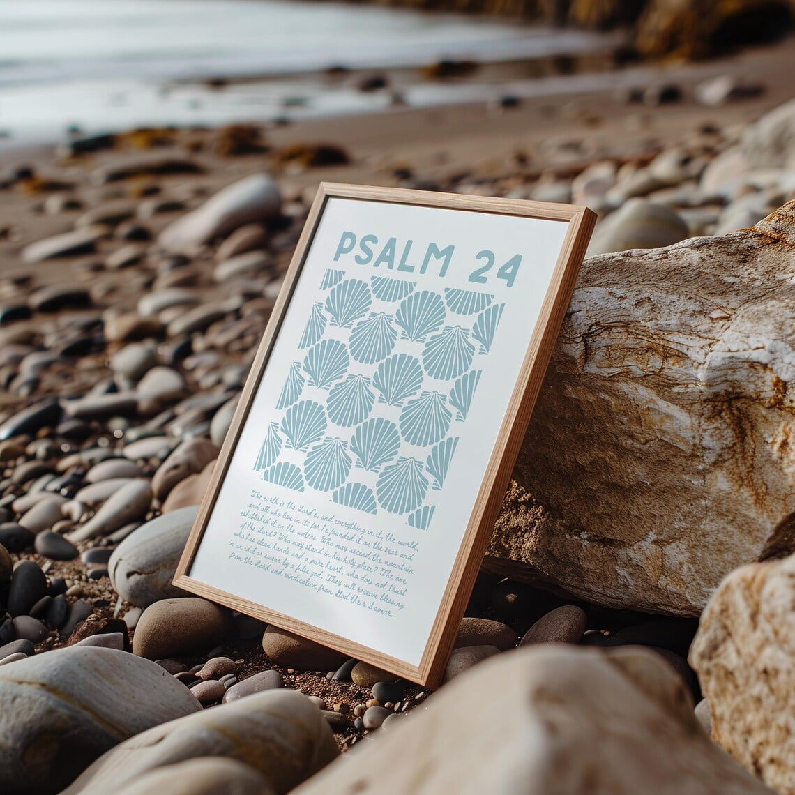 Modroom Blue Psalm Bible Verse Print Modern Coastal Christian Wall Art ...