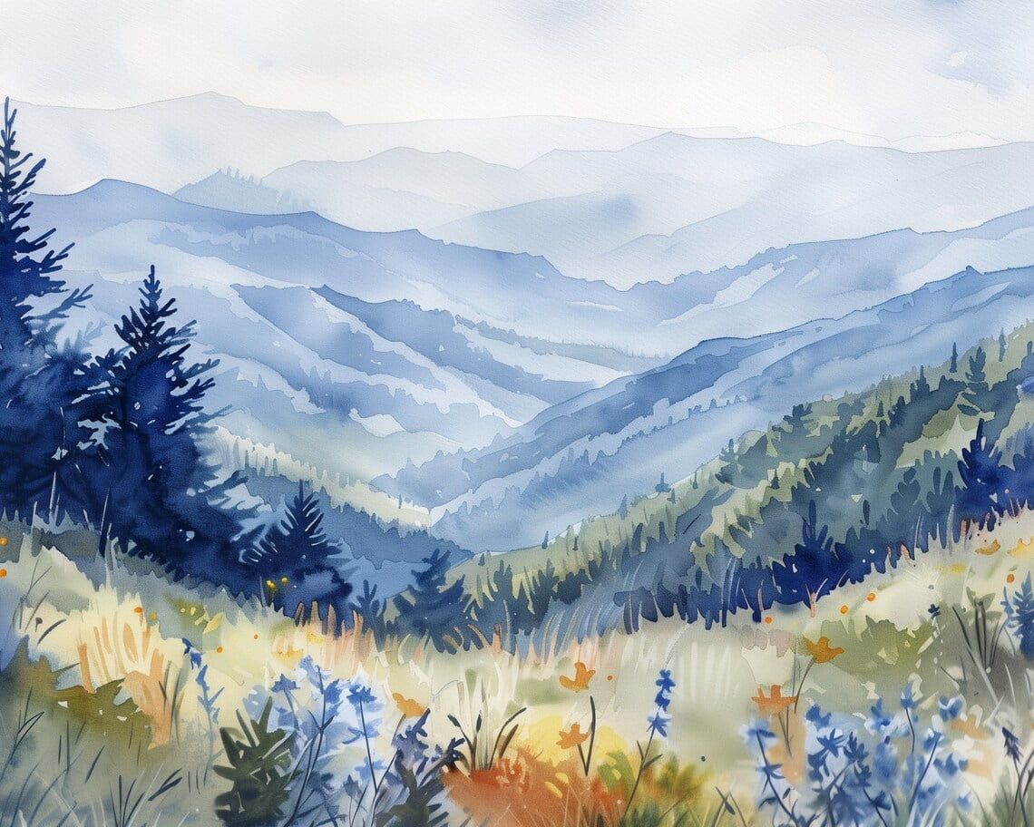 Modroom Blue Ridge Mountains Painting Blue Ridge Parkway Large Art ...