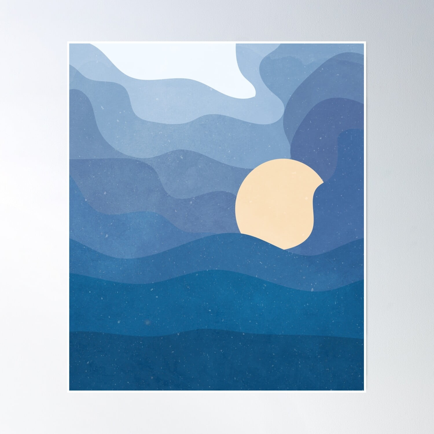 Modroom Blue Sunrise Minimal Landscape Poster Wall Art, Modern Wall ...