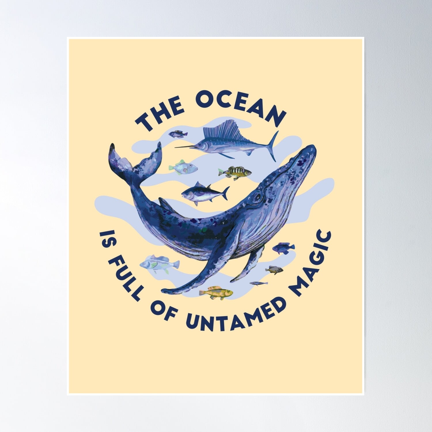 Modroom Blue Watercolor Under Sea Life Biodiversity Ocean Magic Poster ...