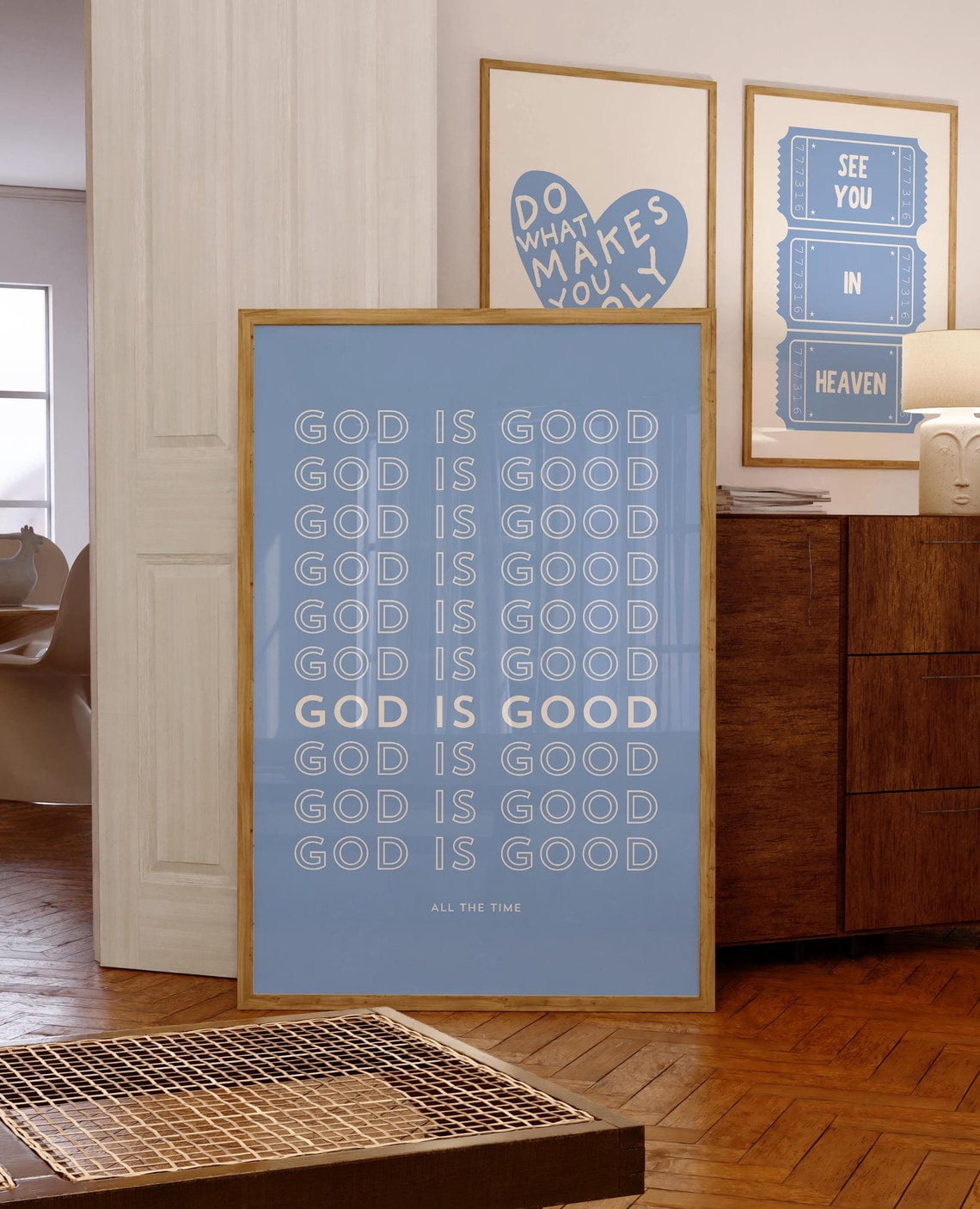 Modroom Blue And White Christian Wall Art God Is Good Is Good All The ...