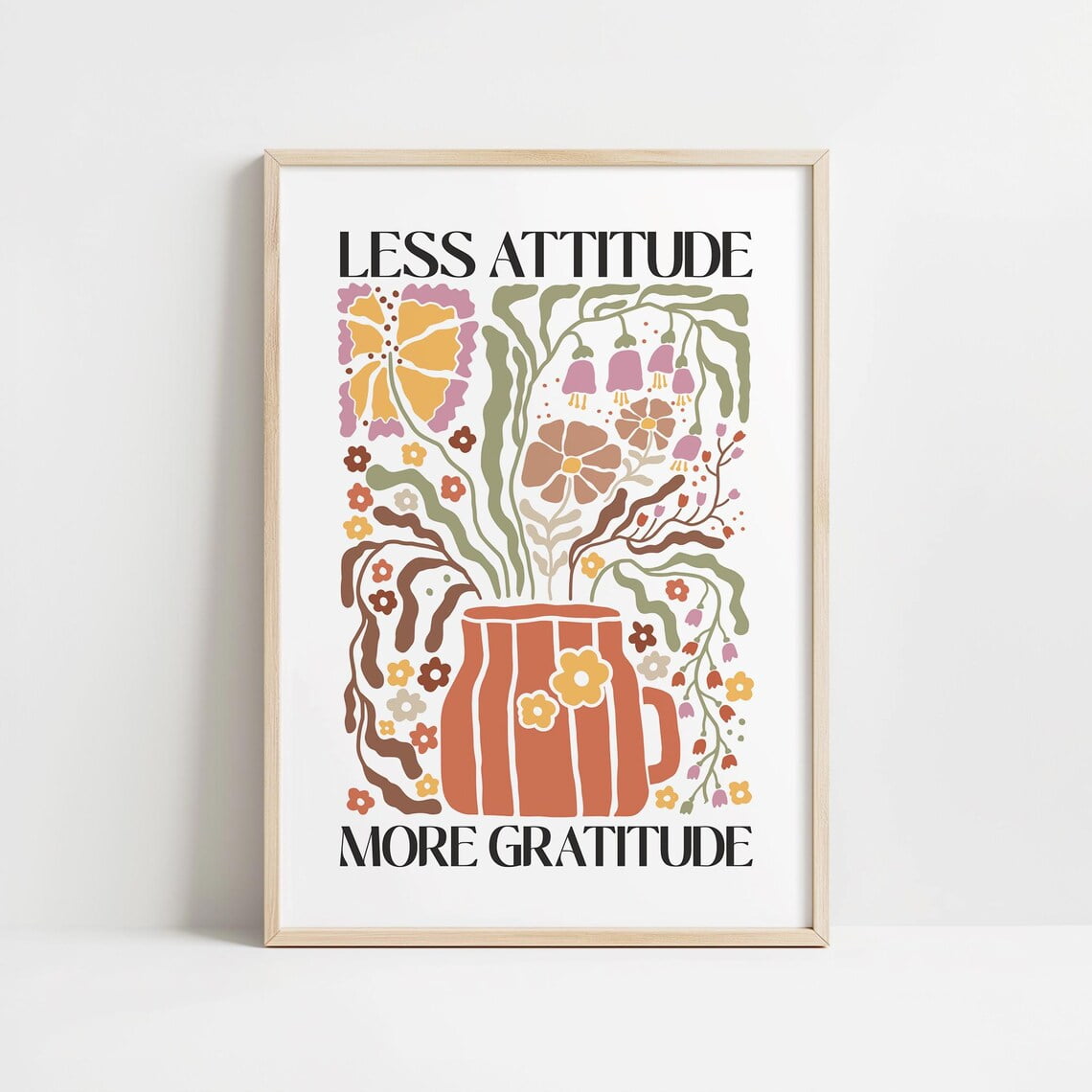 Modroom Bohemian Less Attitude More Gratitude Self Love Wall Art Print ...