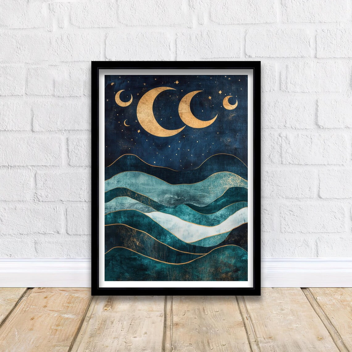 Modroom Boho Deep Ocean Celestial Moon Poster Cottagecore Decor Vintage ...