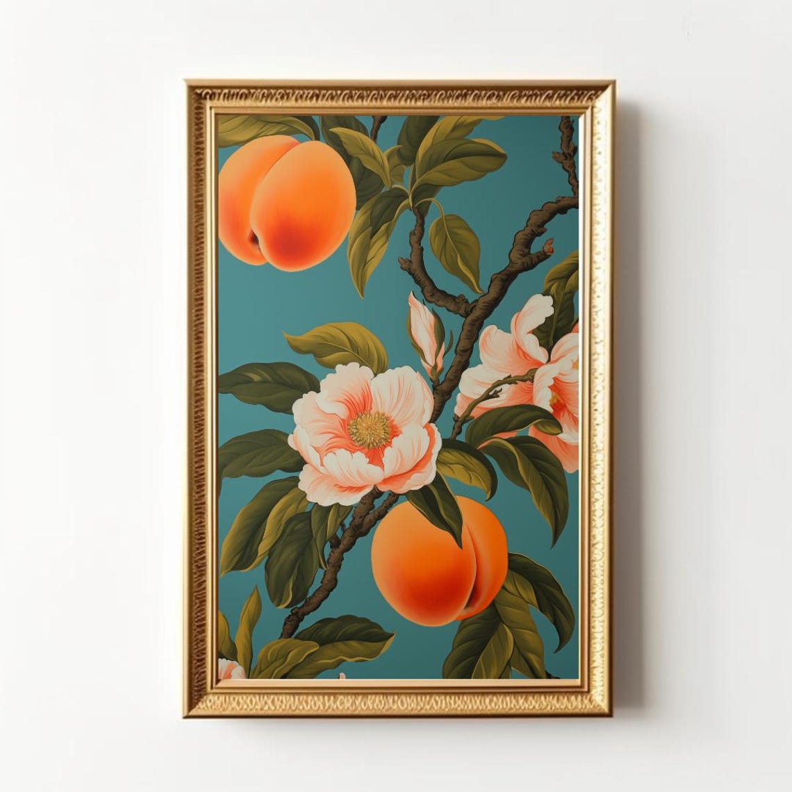 Modroom Boho Peach Print Vintage Peach Tree Wall Art, Vintage Peony ...