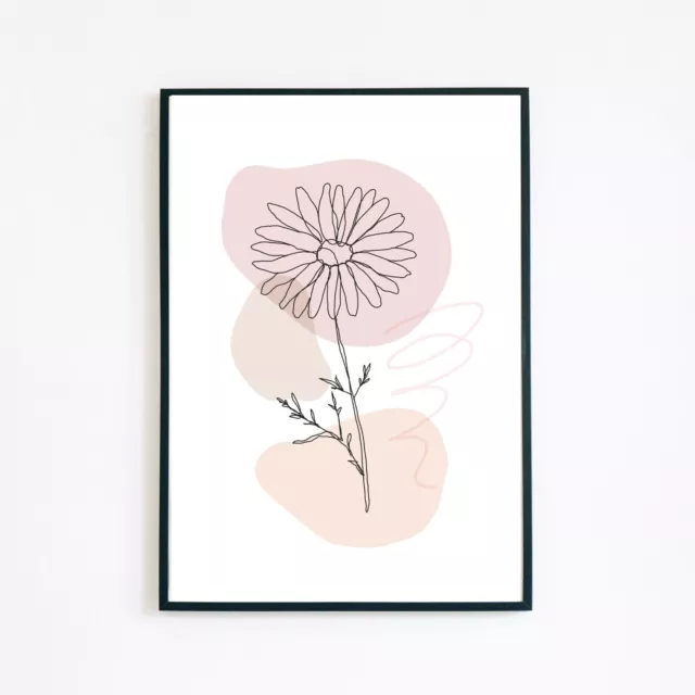 Modroom Boho Pink Flower Abstract Shapes Neutral Botanical Wall Decor ...