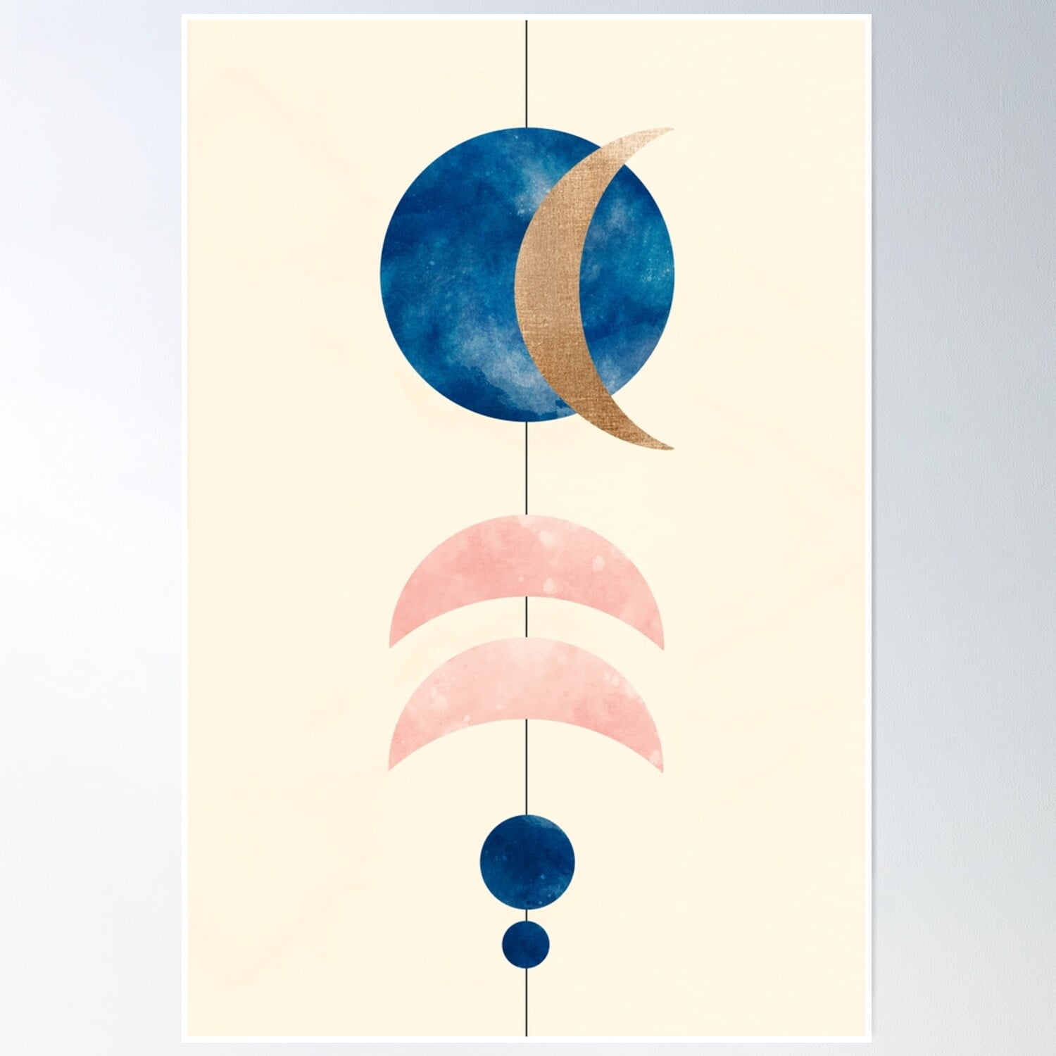 Modroom Boho Watercolor Moon Shapes Poster Wall Art, Modern Wall Decor ...