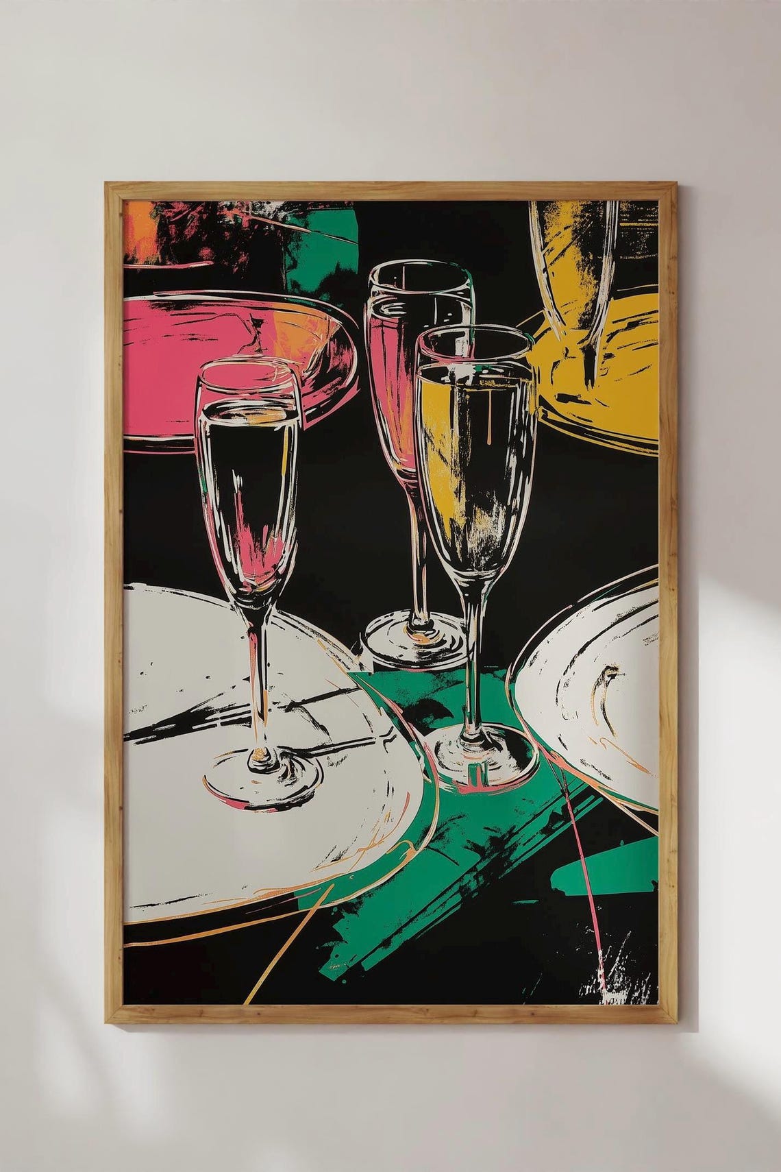 Modroom Bold Pop Art Champagne Print | Colorful Modern Abstract Wall ...