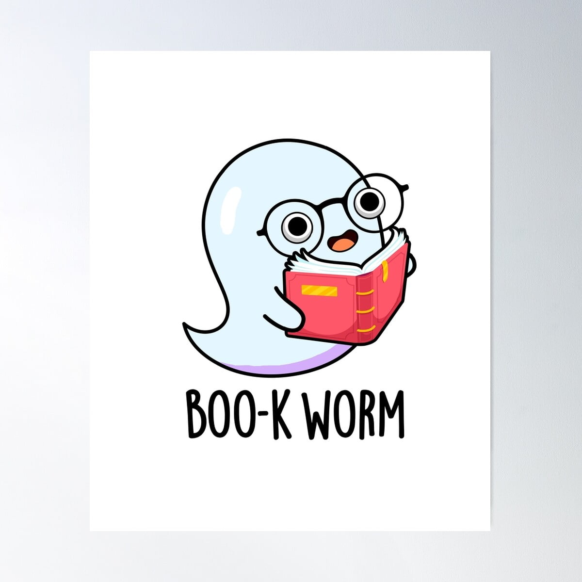 Modroom Boo-K Worm Costume Party Bookworm Ghost Puns Poster, Modern ...