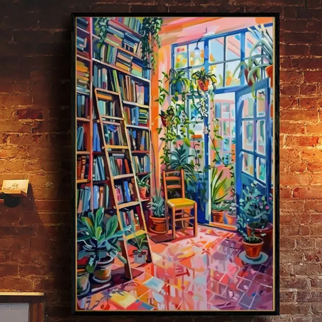 Modroom Book Loverâ€™S Dream Poster - Warm Reading Room Wall Art, Book ...