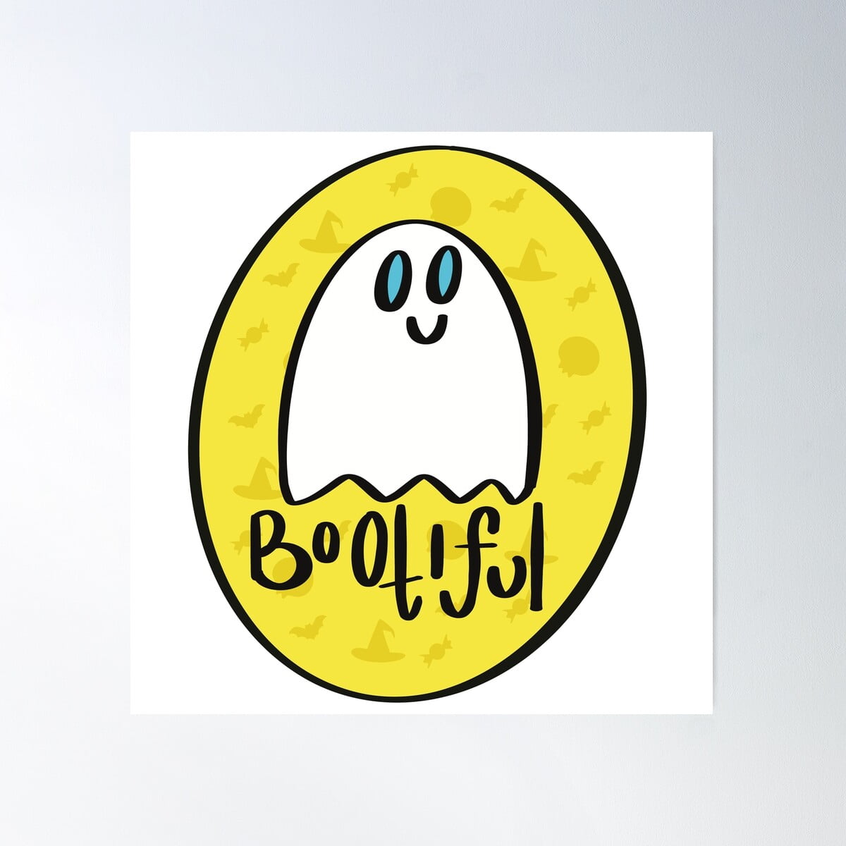 Modroom Bootiful Ghost Yellow Poster, Modern Decor, 16x16 UNFRAMED ...