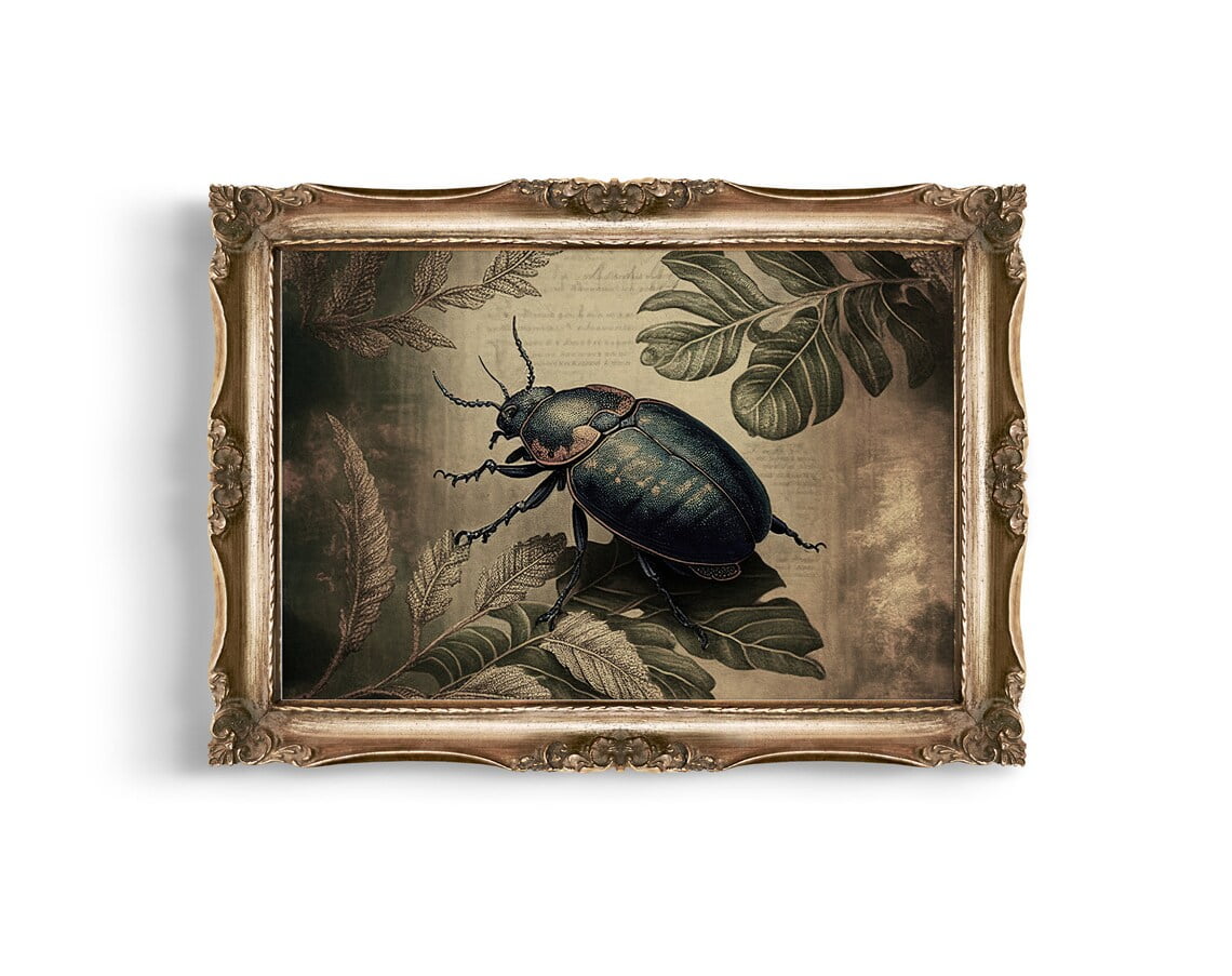 Modroom Botanical Bug Poster, Cottagecore Insect Wall Art, Moody ...