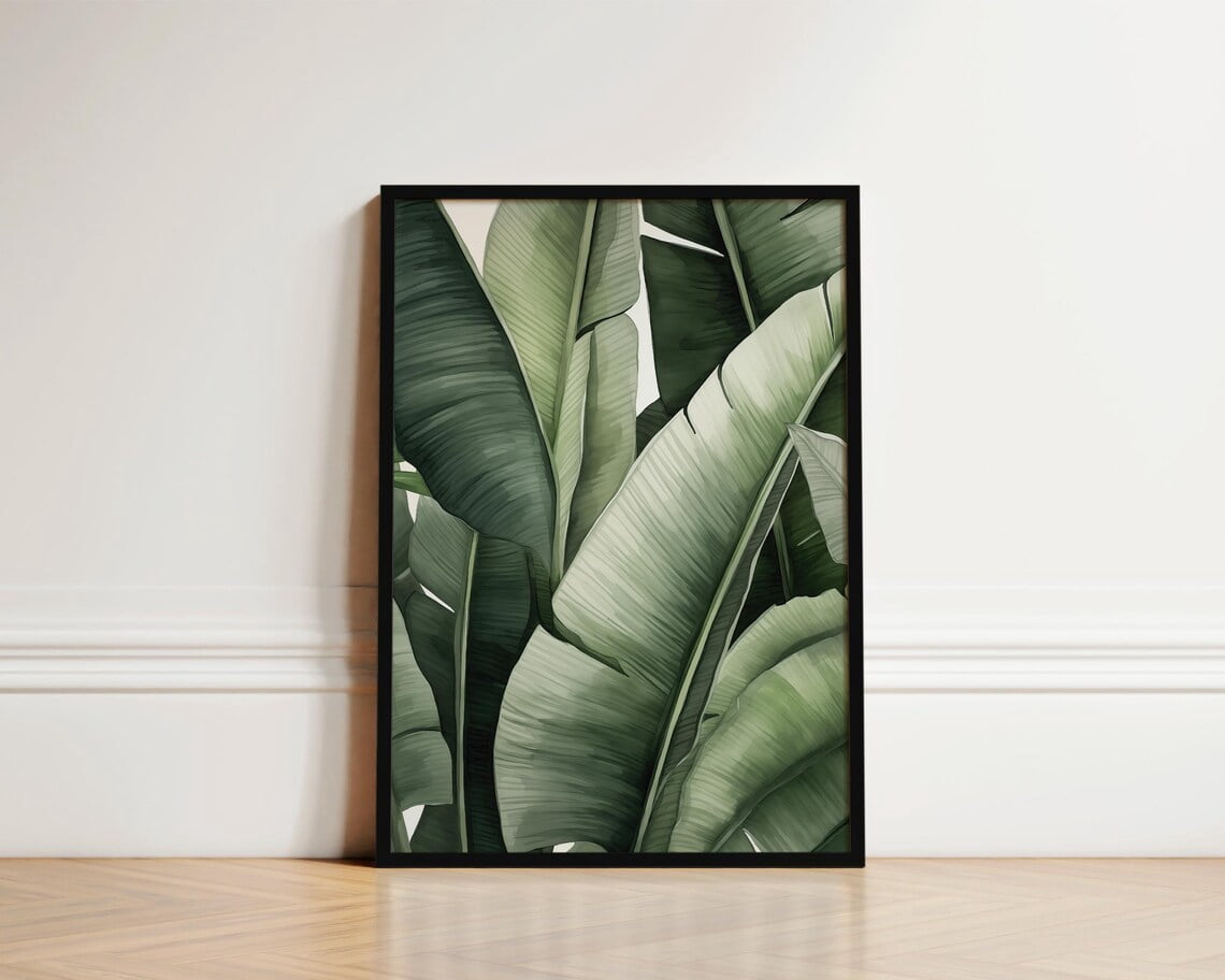Modroom Botanical Rainforest Leaves Wall Art, Tropical Green Plant ...