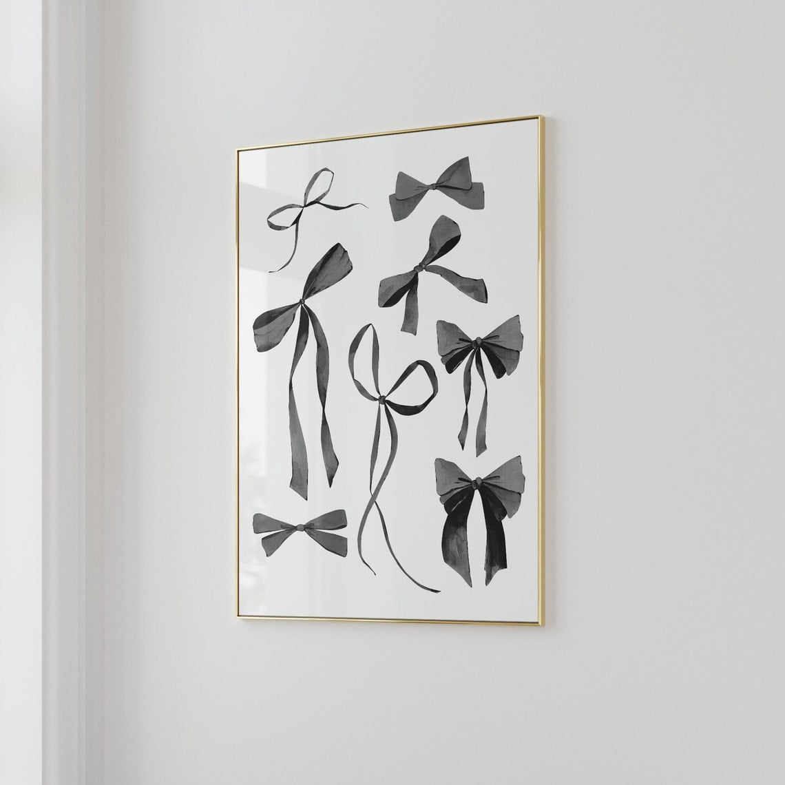 Modroom Bow Wall Art Black White Wall Art Trendy Wall Art Watercolor ...