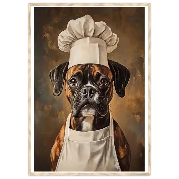 Modroom Boxer In Chefs Hat Poster Pet Poster Boxer In Apron Print Dog ...
