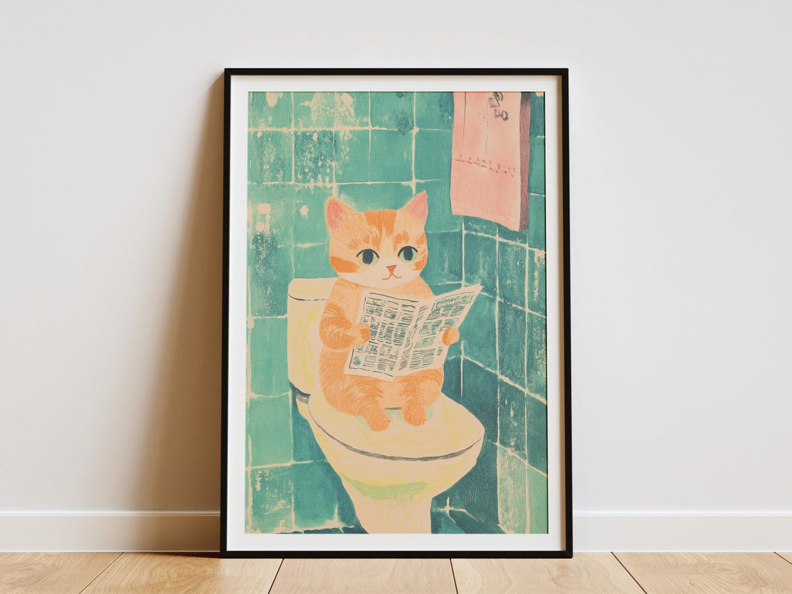 Modroom British Shorthair Kitten Art Print Cat Poster Bathroom Wall ...
