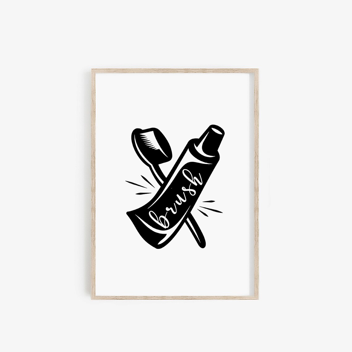 Modroom Brush Your Teeth Poster – Bathroom Rules Wall Art Sign for Kids ...