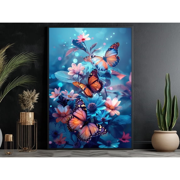 Modroom Butterflies in Forest Poster, Enchanted Botanical Wall Art ...