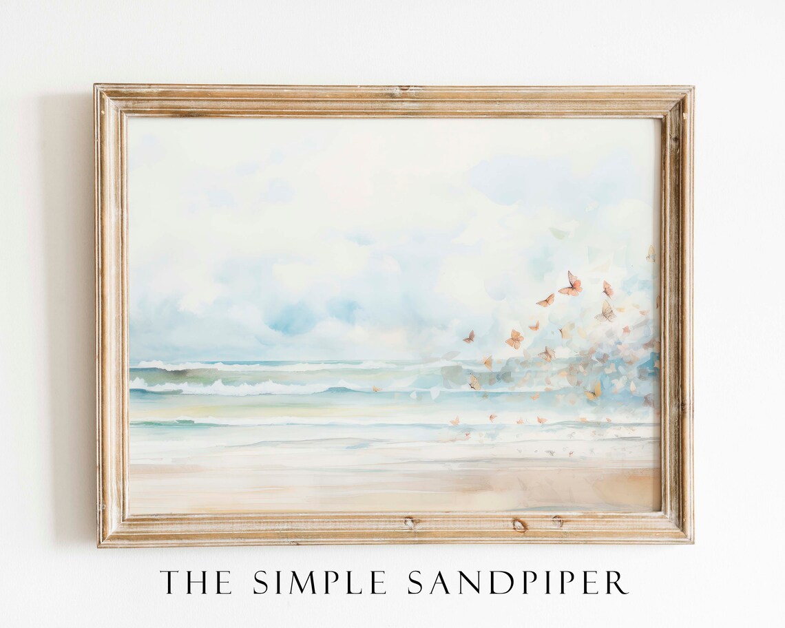 Modroom Butterfly Seascape, Muted Coastal Print, Calm Ocean Wall Art ...