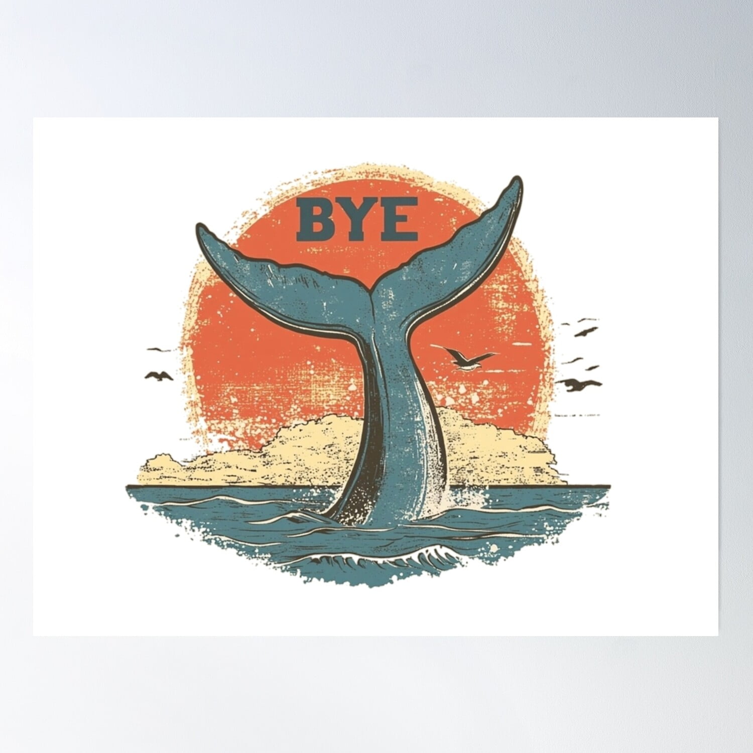 Modroom Bye Whale Tail Poster Wall Art, Modern Wall Decor, 12x18 ...