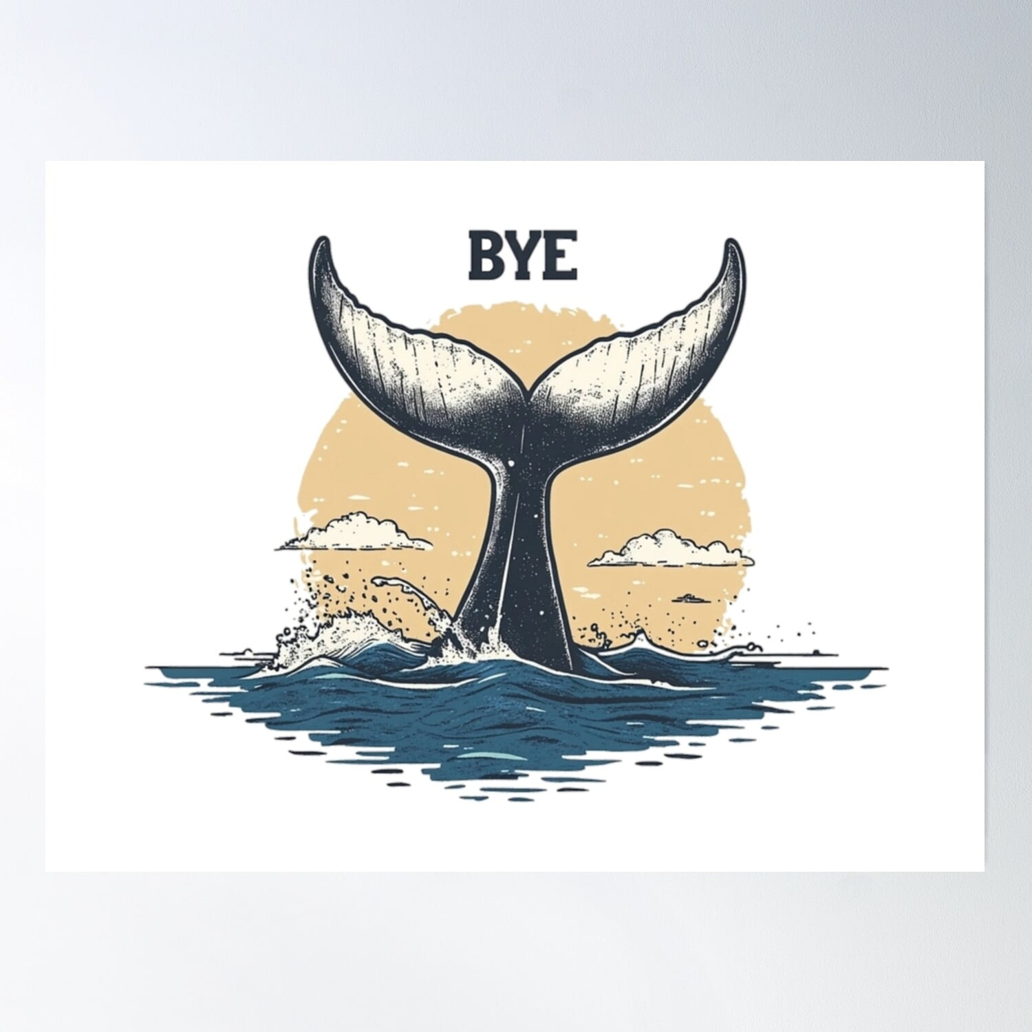 Modroom Bye Whale Tail Poster Wall Art, Modern Wall Decor, 8x12 ...