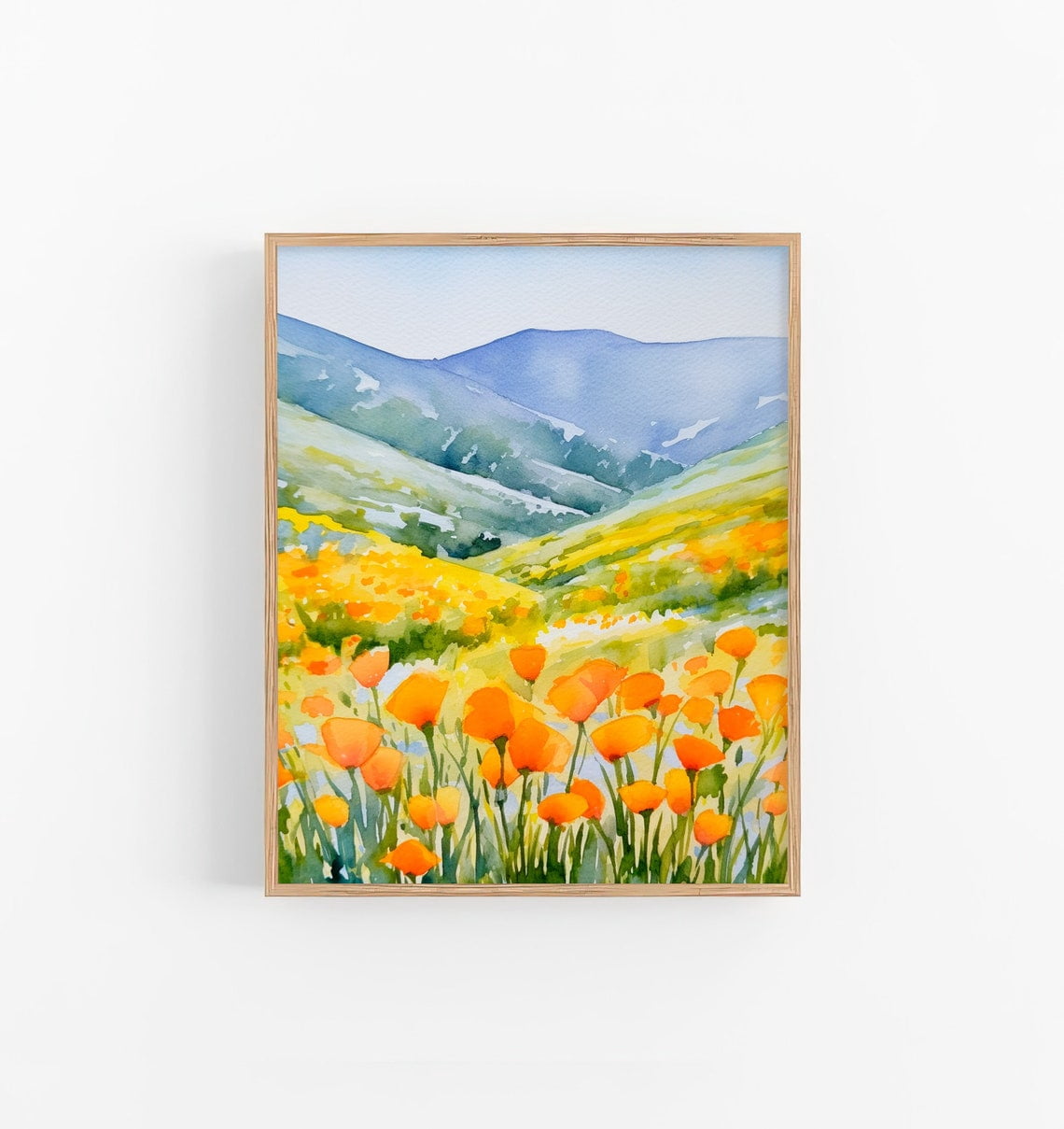 Modroom California Poppies Watercolor Painting Poppie Fields Art Print ...