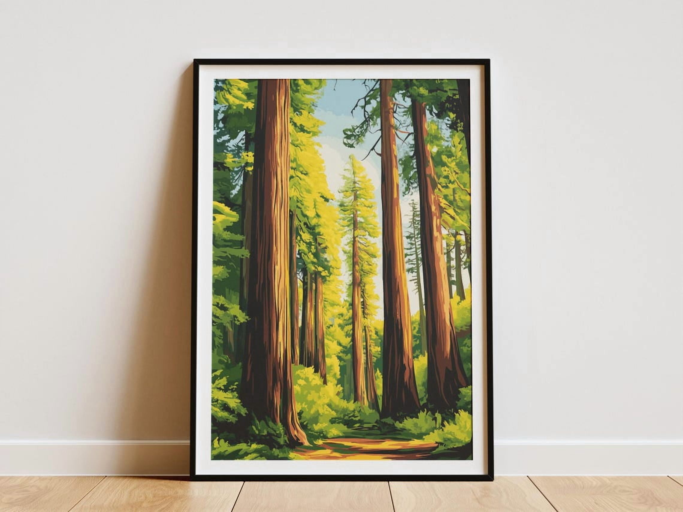 Modroom California Redwood Forest Art Print Tall Tree Poster Coastal ...
