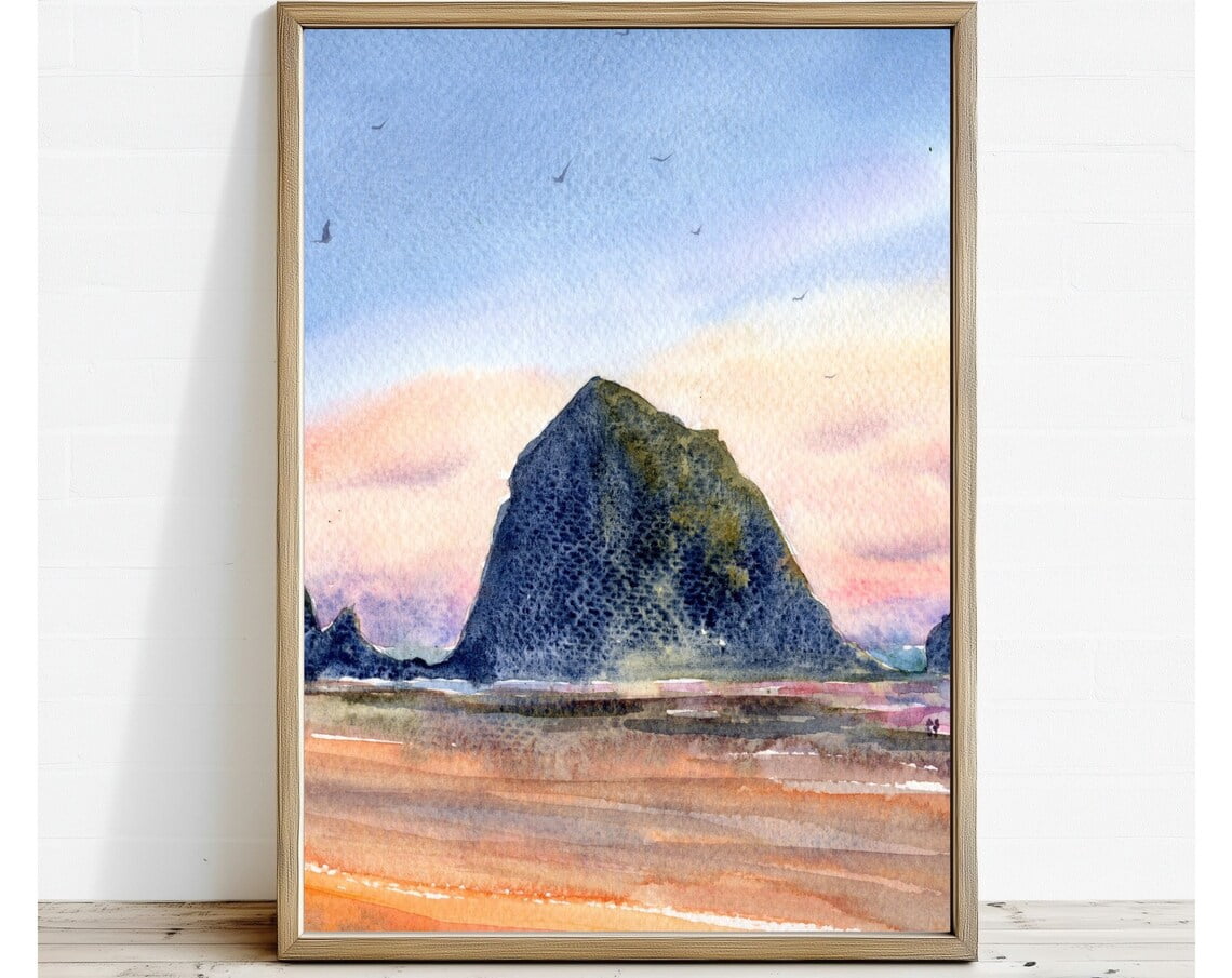 Modroom Cannon Beach Art Large Print Oregon Coast Poster Haystack Rock ...