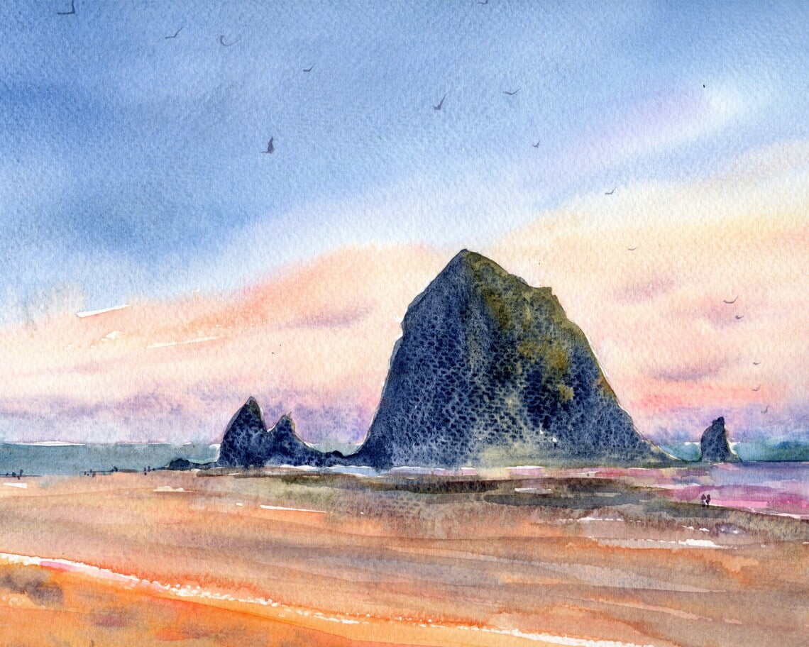 Modroom Cannon Beach Art Large Print Oregon Coast Poster Haystack Rock ...